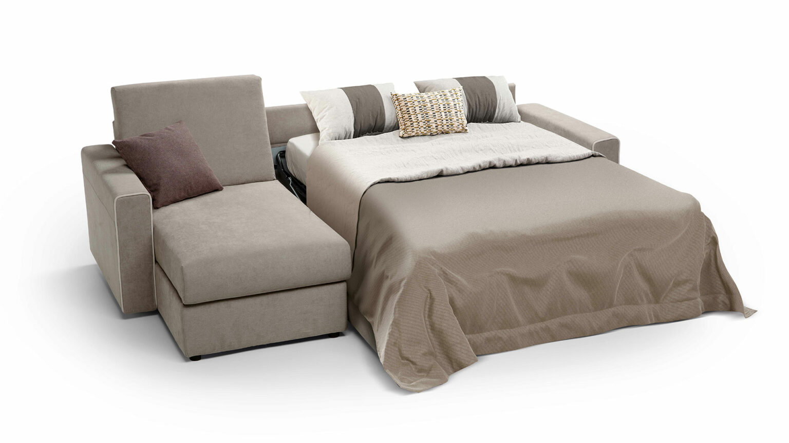 Divano letto matrimoniale Brian con pensiola contenitiva